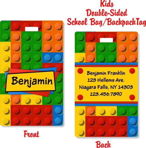 Personalized Kids School Bag ID Tag Double-sided Bag Tags