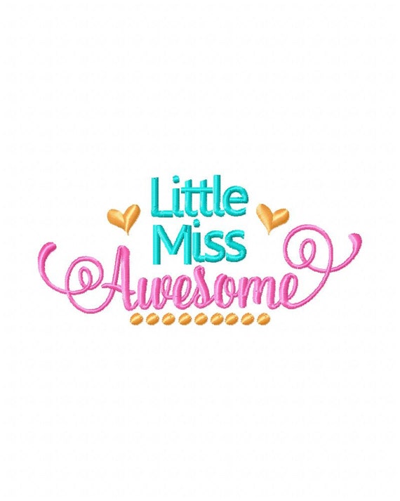 Little Miss Awesome embroidery design baby embroidery design