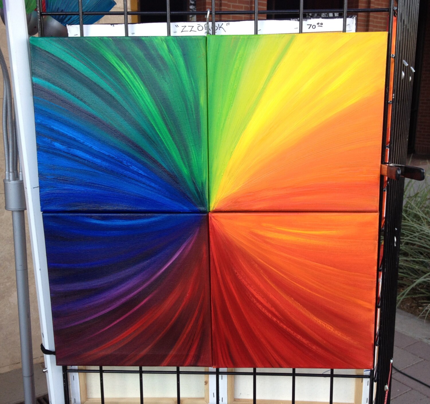 Rainbow Art Abstract Original Oil Painting Bright