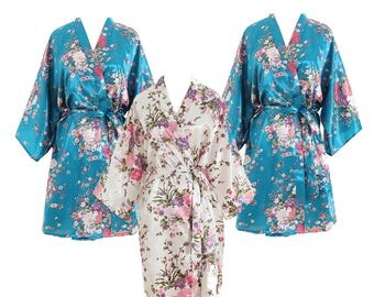 Floral satin robe | Etsy