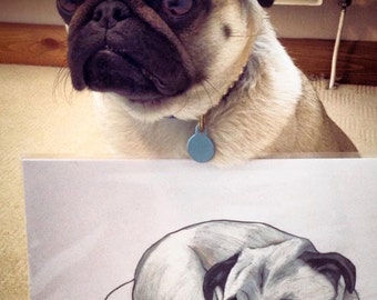 Pug drawing | Etsy