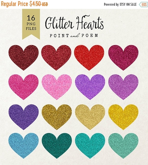 80% OFF SALE Glitter Hearts clip art: valentine by pointandpoem