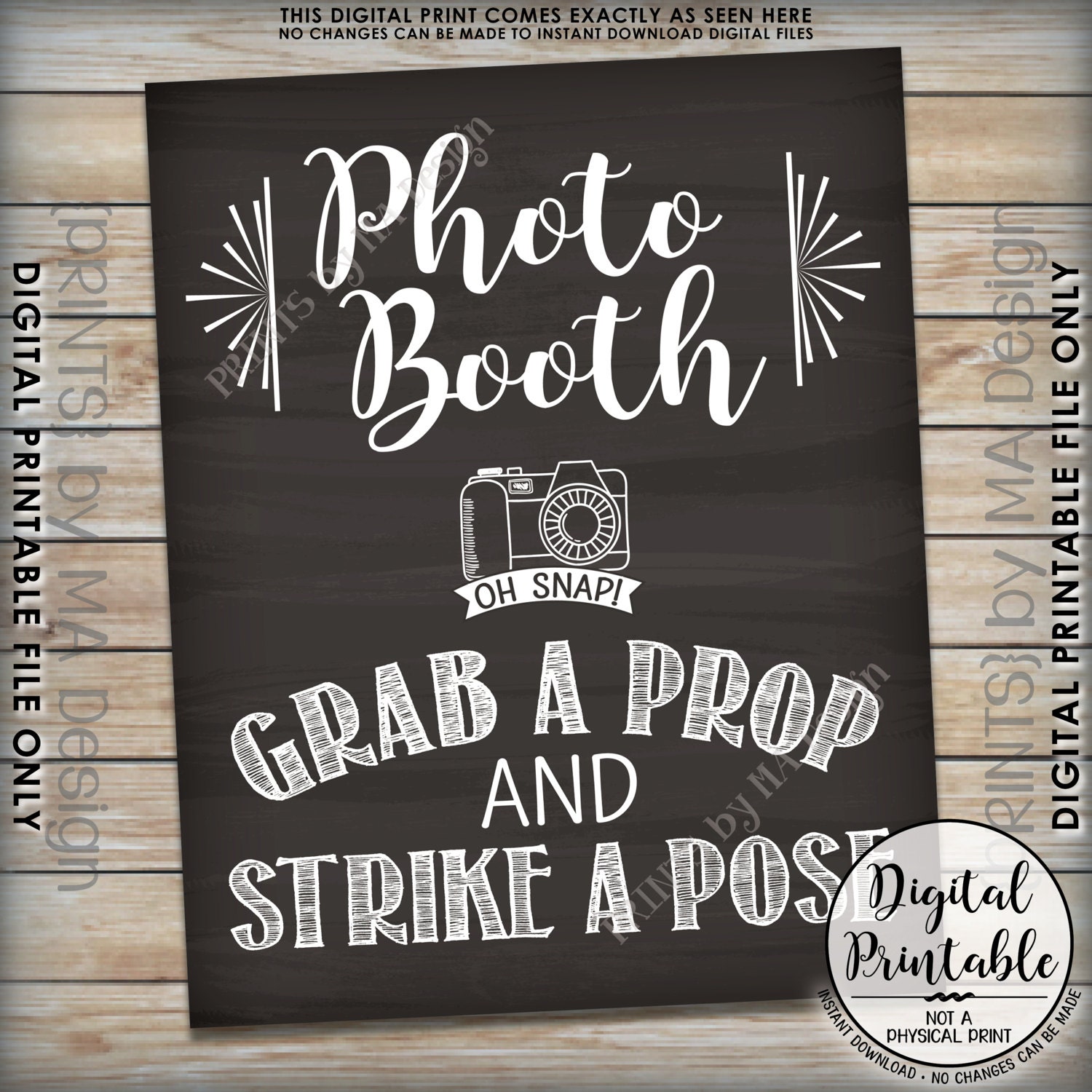 Photobooth Sign, Selfie Wedding Sign, Grab a Prop and Strike a Pose ...