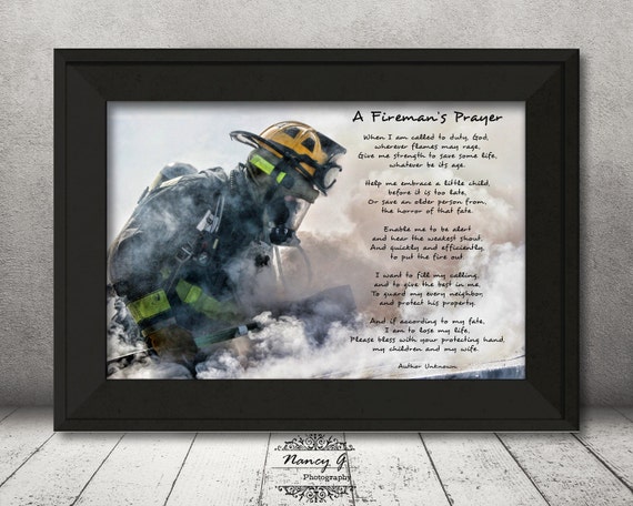 Firemans Prayer Firefighter Prayer Print Firefighter wall