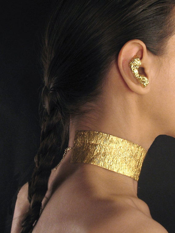 Thick Gold Choker Necklace Glamour Choker Luxury By Khjewelrylab