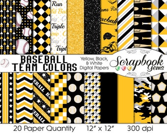digital scrapbook papers yellow and navy blue nautical