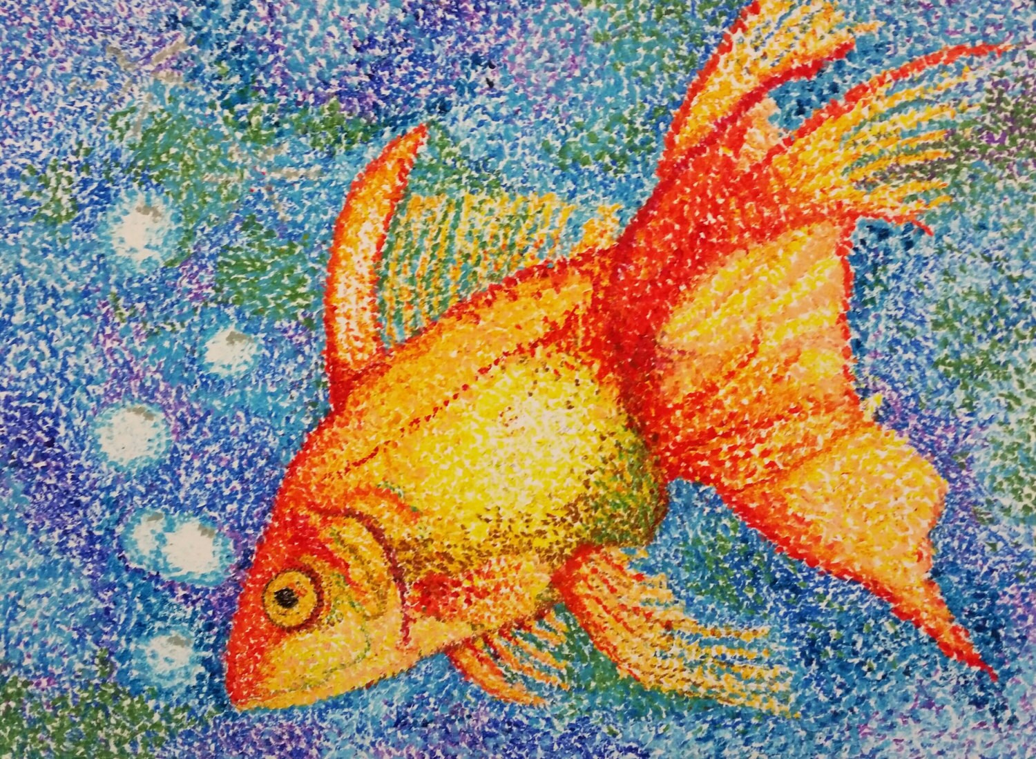 Pointillisme poisson rouge