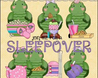 Sleepover clip art | Etsy