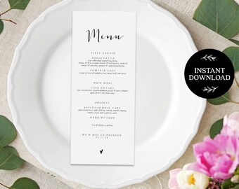 Menu Card Template Rustic Dinner Menu Wedding Menu Card
