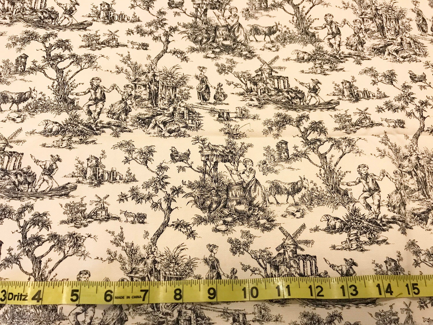 Black Cream Toile Decorator fabric | Mill Creek Fabrics | Cotton Twill ...