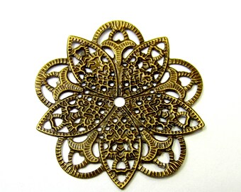 10 Metal filigree stampimg antique copper jewelry findings