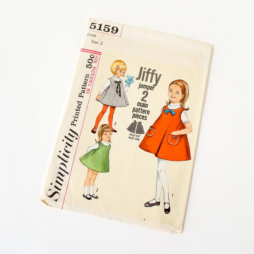 Vintage 1960s Girls Size 2 One Piece Jiffy A-line Jumper