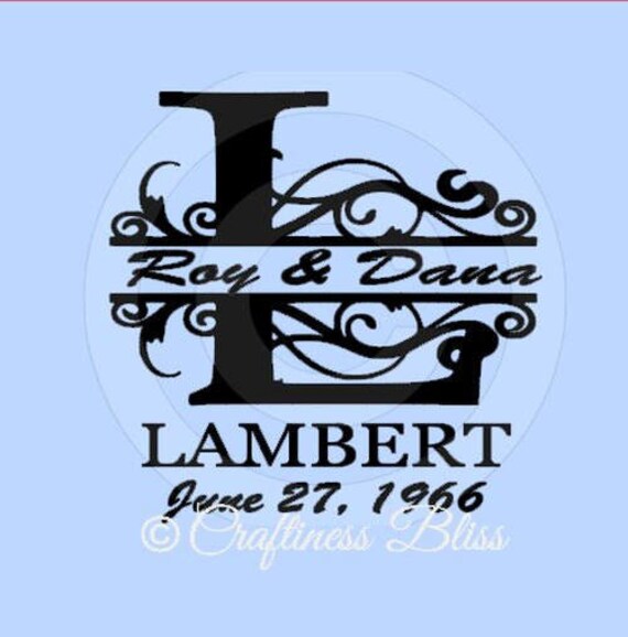 DIY Established Family name split letter Vinyl Decal Glass