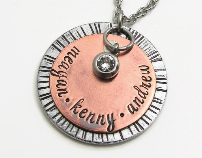 Personalized Mom Necklace Personalized Necklace Mixed Metal