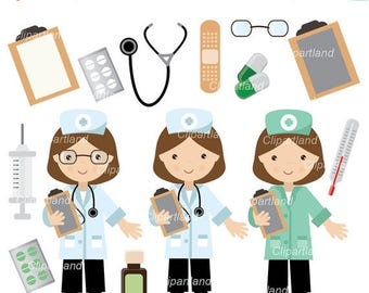 Cute Boys Nurse and Doctor clipart Career clipart Doctor