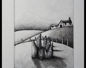 Pointillism drawing | Etsy