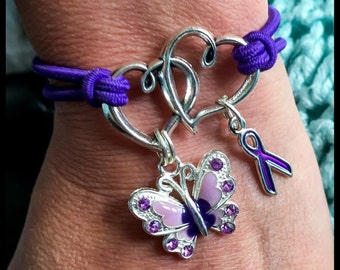Items similar to Mighty Butterfly / CAUSE Bracelet w/charm (Lupus Awareness) on Etsy