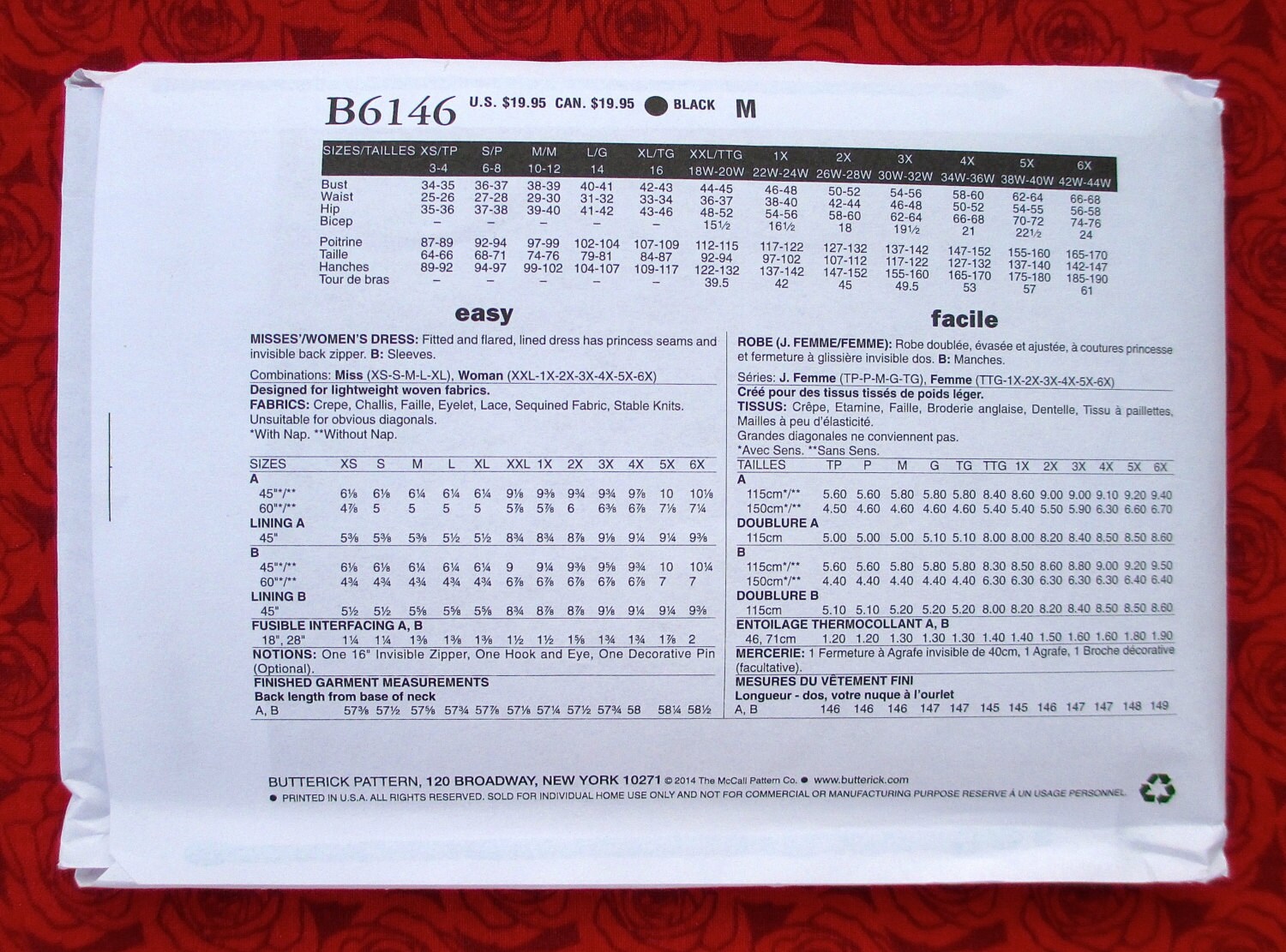 Butterick Sewing Pattern B6146 Formal Gown Special Occasion