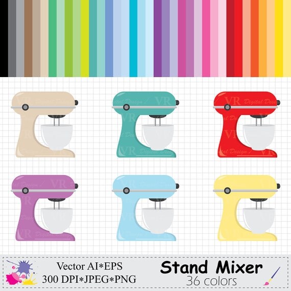 Stand Mixer Clip Art Cake Mixer Clipart Rainbow by VRDigitalDesign