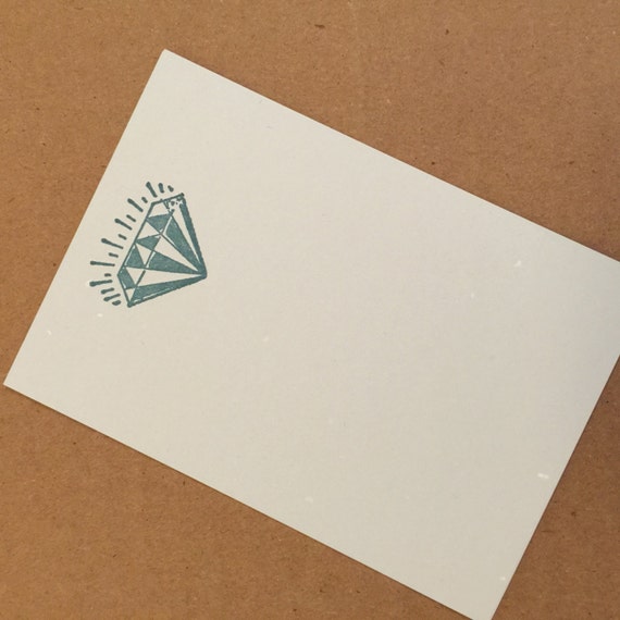 Diamond Sparkling Jewel Flat Note Cards 10 Pack Letterpress