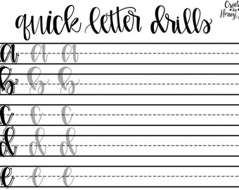 Watercolor Brush Lettering worksheets Lower-case Alphabet