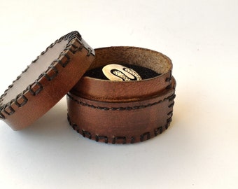 Round leather box | Etsy