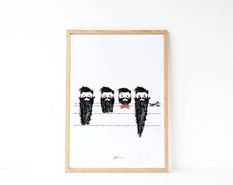 Beard print | Etsy