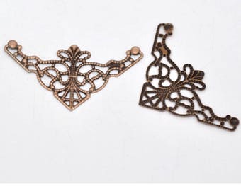 10 Metal filigree stampimg antique copper jewelry findings