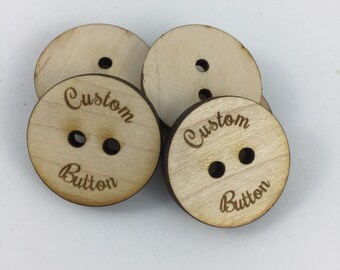50 Custom Wooden Buttons Your Shop Name or Logo