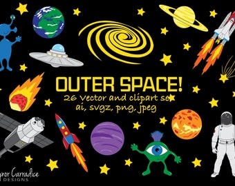 Outer space clipart | Etsy