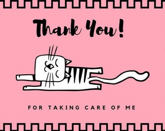 Cat thank you card | Etsy