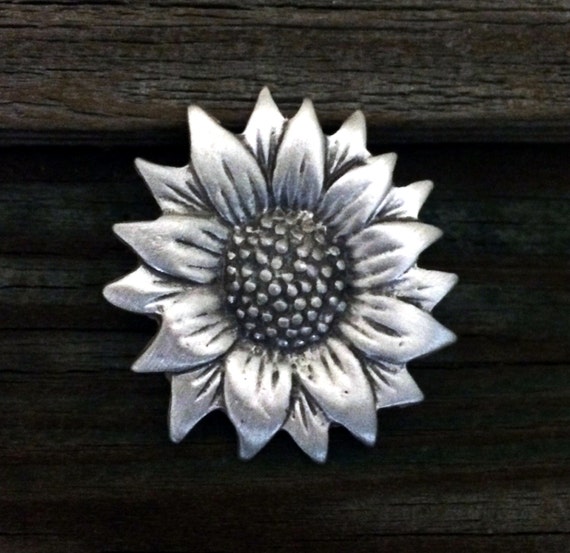Sunflower Pewter Pin Brooch Flower Jewelry Spring Jewelry