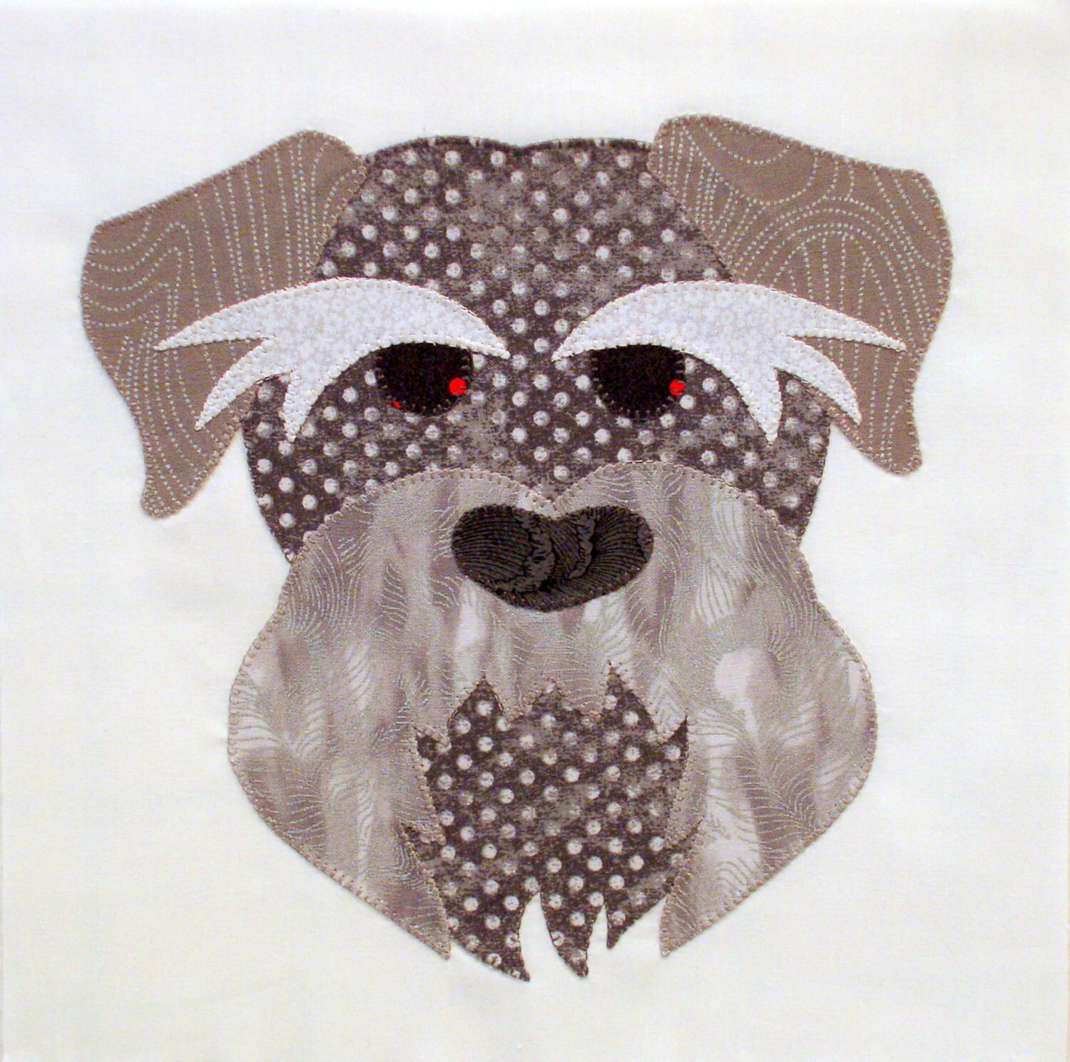 Silver Schnauzer Appliqued Quilt Block