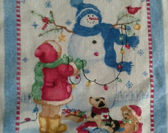Snowman fabric panel | Etsy