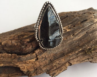 Obsidian ring | Etsy