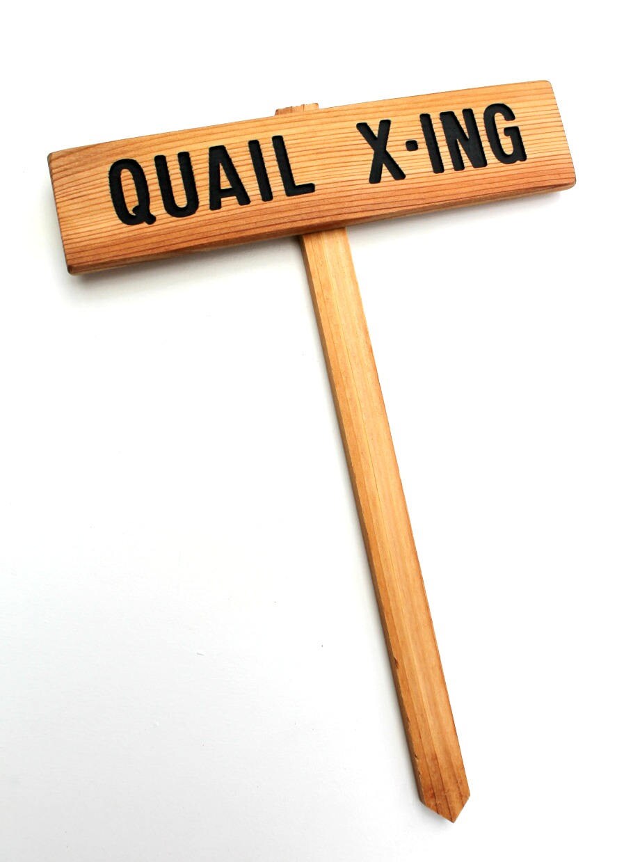 QUAIL X-ING Crossing Sign QUAIL Caution yard sign Hand