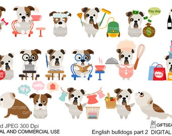 Bulldog clipart | Etsy