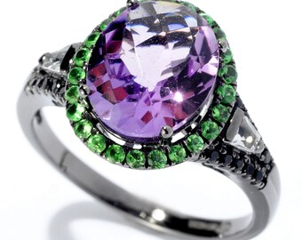 Black amethyst ring | Etsy