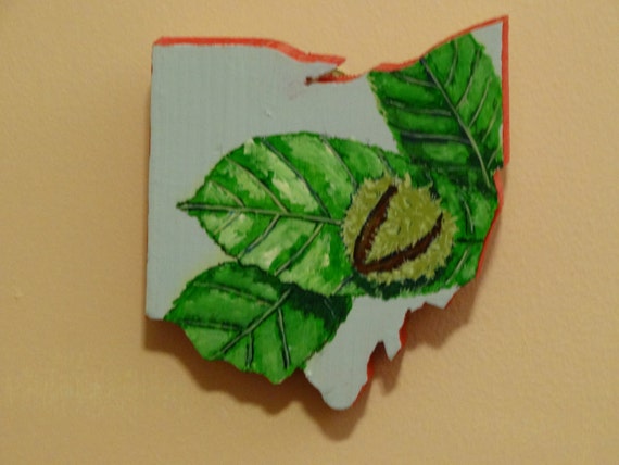 Ohio State Wood Plaque Original art Ohio State Tree Buckeye