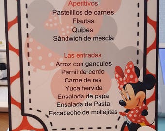 Minnie mouse menu | Etsy