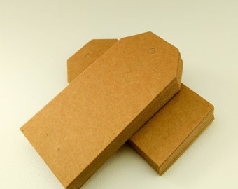 100 Perforated Hang Tags Small Bracket Kraft Price Tags