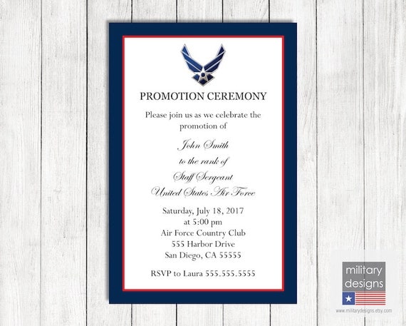 Air Force Promotion Ceremony Invitation Printable Air Force