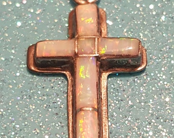 Opal cross necklace | Etsy