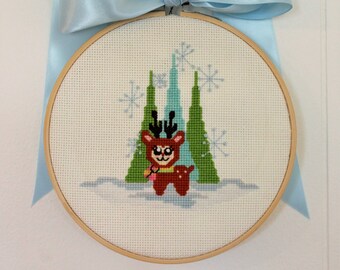 Rudolph cross stitch | Etsy