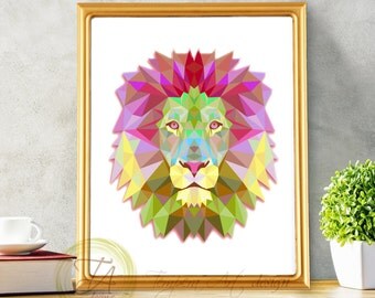 Geometric lion | Etsy
