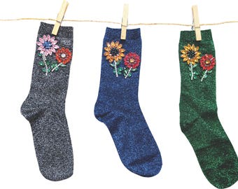 Rhinestone socks | Etsy