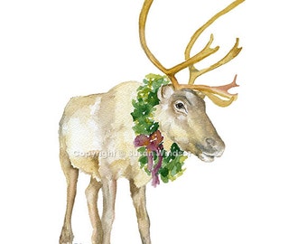 Reindeer Silhouette Painting Print titled Blitzen the
