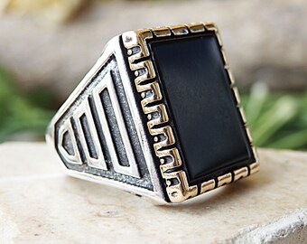 Onyx signet ring | Etsy