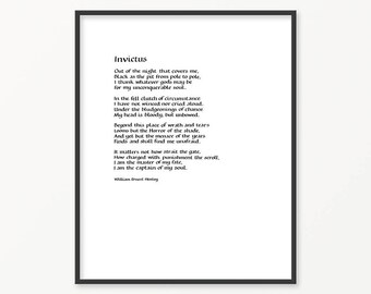 Invictus poem | Etsy