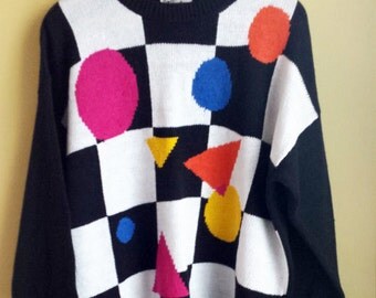 80s triangle sweater | Etsy